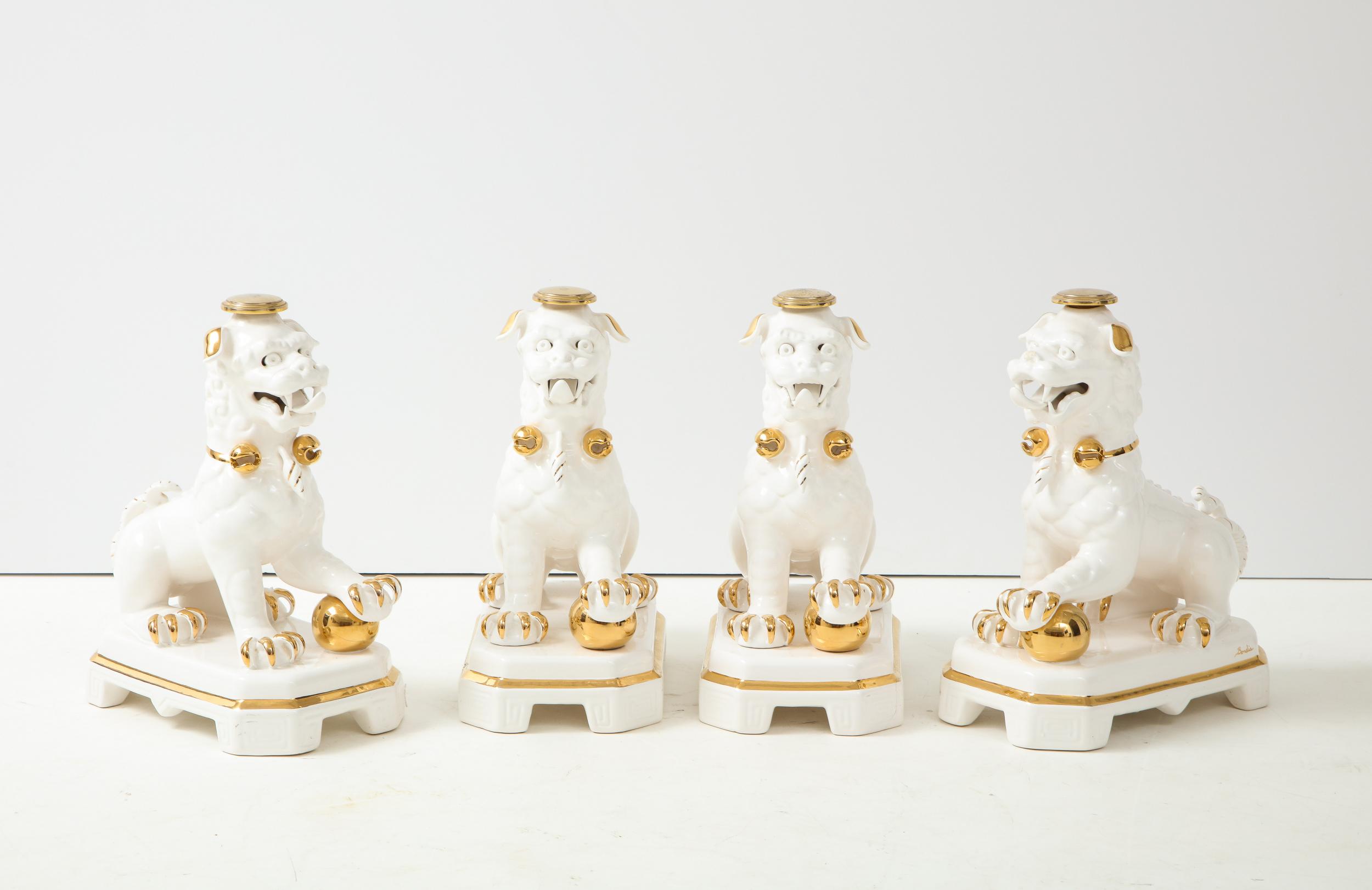 Set of Four Porcelain White & Gold Foo Dogs – Modern Antiquarian